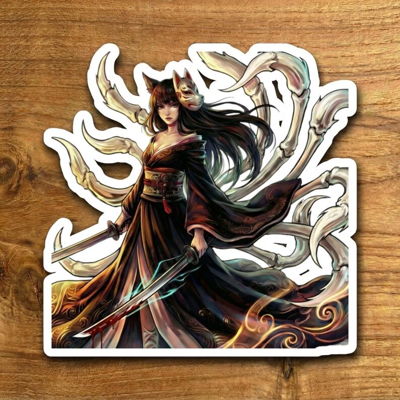 Dark Fantasy Bone Kitsune Assassin Vinyl Sticker - Etsy