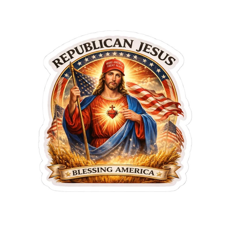 Republican Jesus Blessing America Sticker | Kiss-cut Patriotic Faith ...