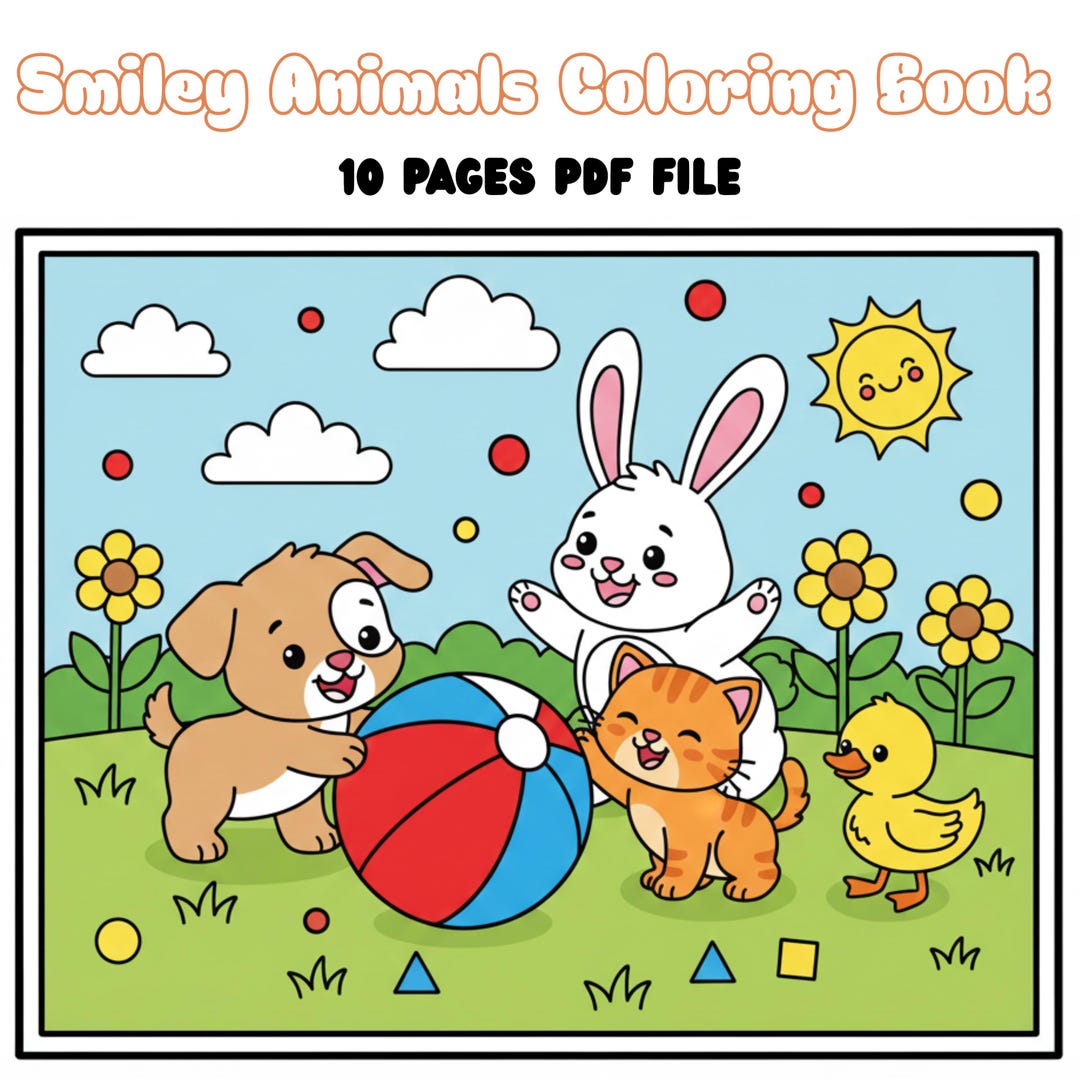 Smiley Animals Coloring Book - Etsy