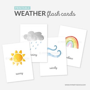 Printable Weather Flash Cards, Learn the Weather, Homeschool Early ...