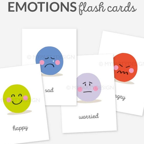 Printable Emotions Flash Cards Learn the Feelings Homeschool | Etsy