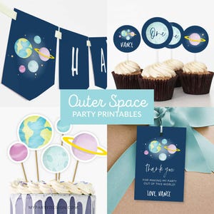 First Trip Around the Sun Birthday Decorations, Outer Space Party Pack ...