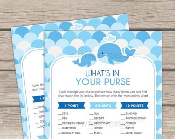 Blue Baby Shower Games What's in Your Purse Printable - Etsy