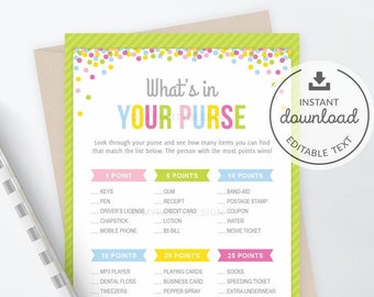 What's in Your Purse Baby Shower Game - Etsy