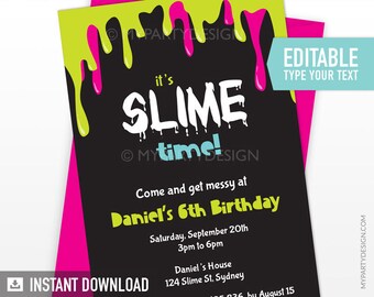 EDITABLE Slime Making Station Set Slime Birthday Party Theme - Etsy