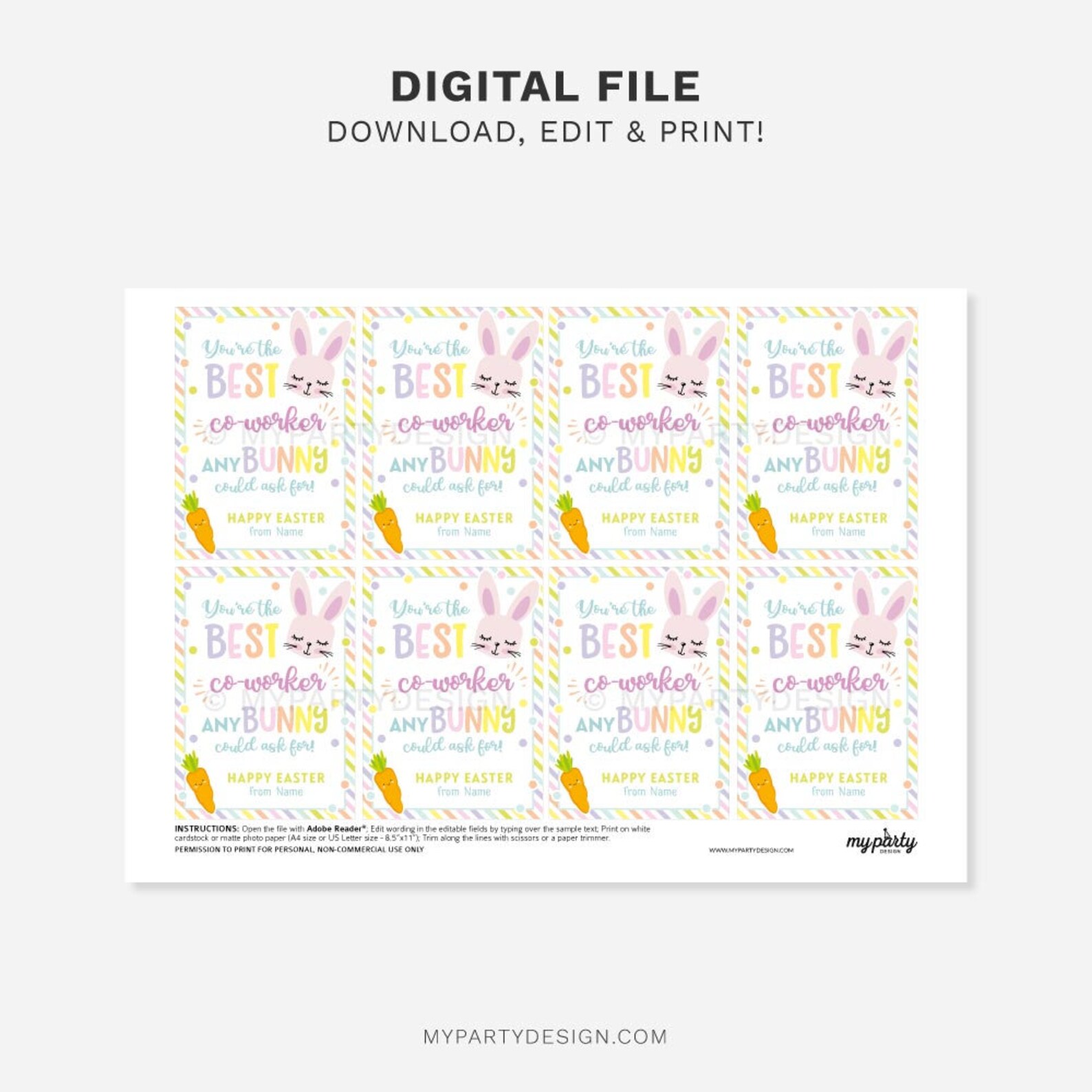 Coworker Appreciation Easter Tag Best Co-workers Any Bunny - Etsy