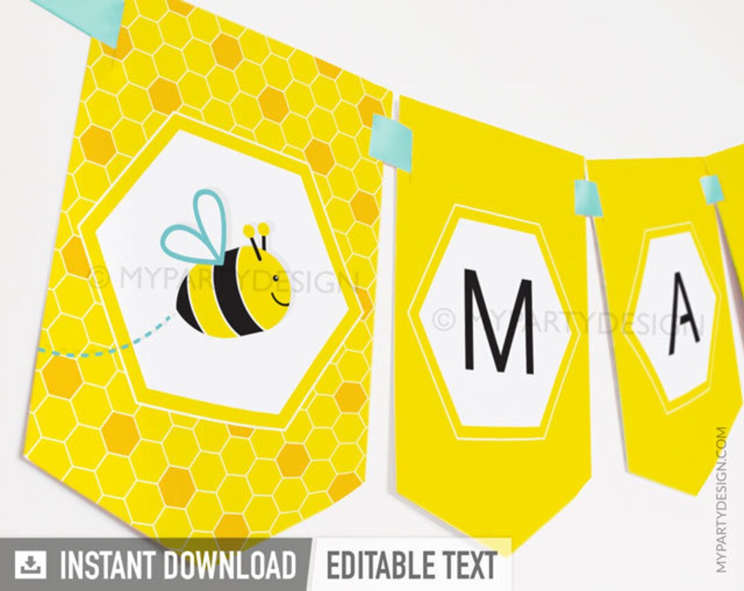 Bee Baby Shower Banner, Bumble Bee Bunting, Gender Neutral Babyshower ...