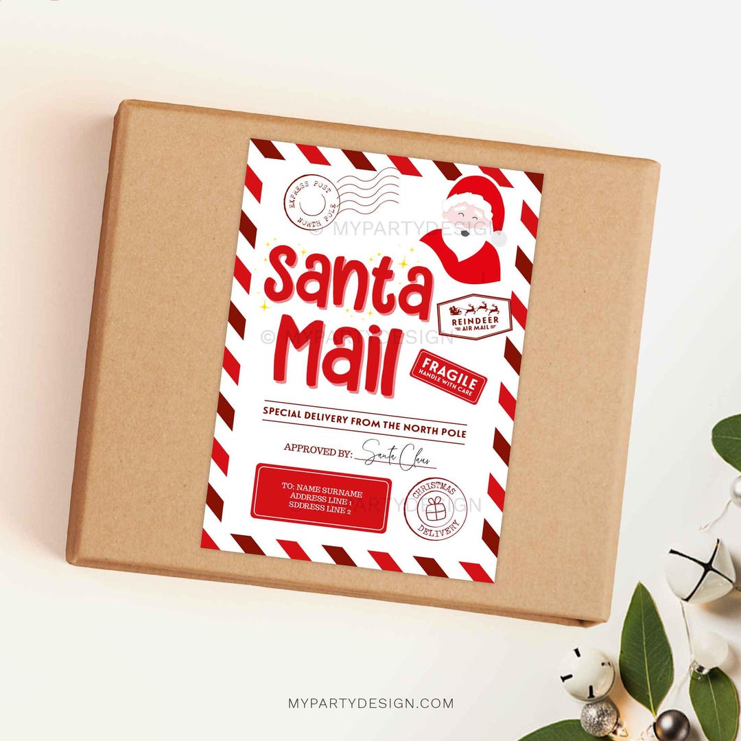 Santa Mail Labels, Custom Shipping Label, Express Post Delivery From ...