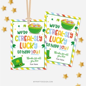 Cerealsly Lucky to Have You St Patrick's Day Tag, Cereal St Patty's ...