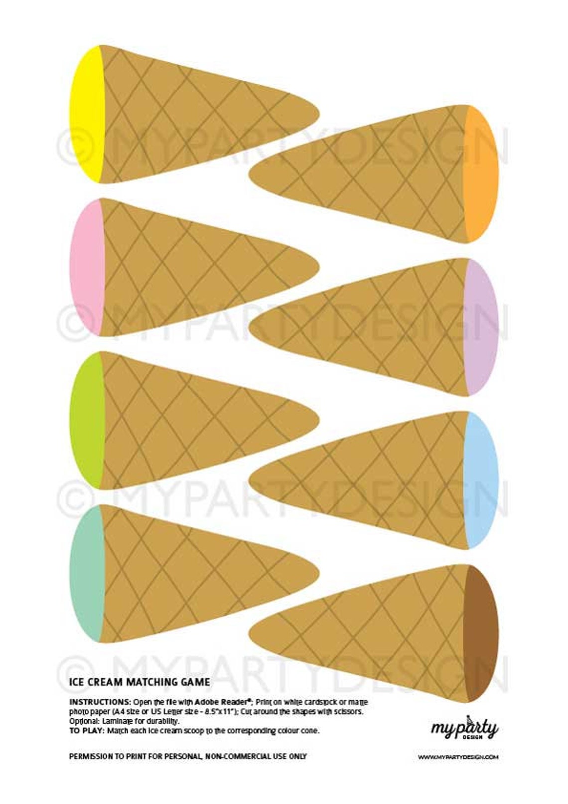 Color Matching Printable Game Ice Cream Activity for Toddlers - Etsy
