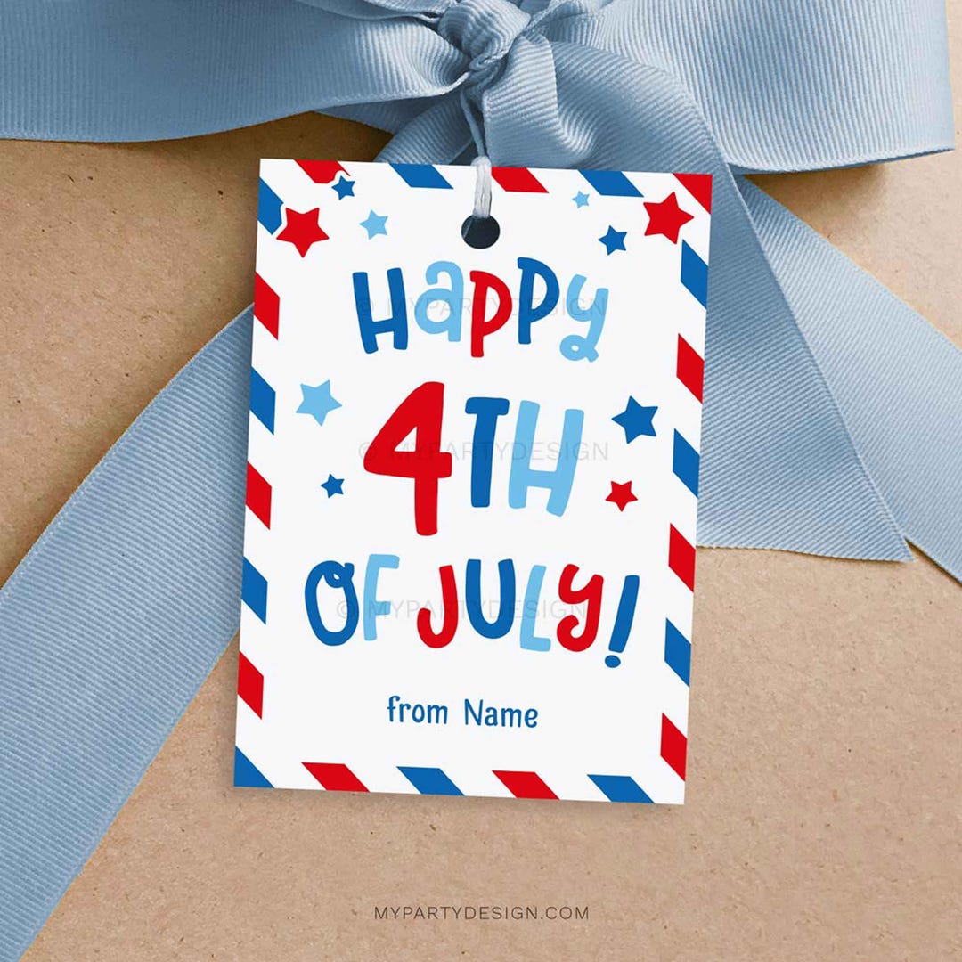 Happy 4th of July Gift Tag, Independence Day Tag, Patriotic Red Blue ...