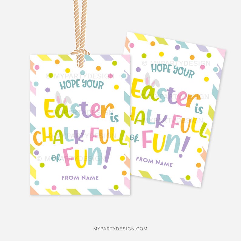 Easter Chalk Full of Fun Gift Tag, Easter Chalk Sticks or Paint Labels ...