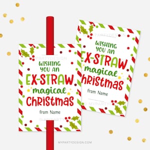 Christmas Straw Tag, Ex-straw Magical Class Gift Label, Non-candy ...
