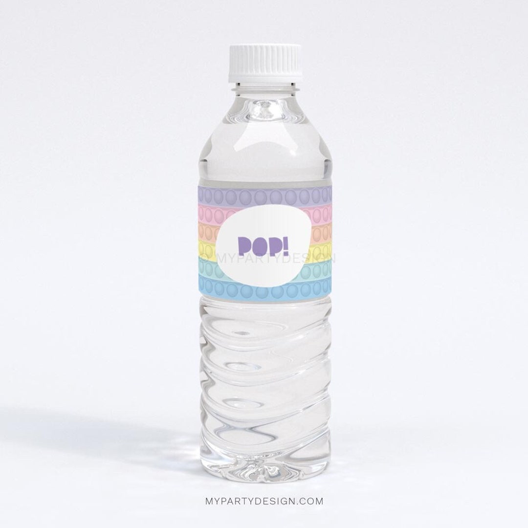 Pop Party Bottle Labels, Pastel Fidget Birthday Decoration, Girl Bubble ...