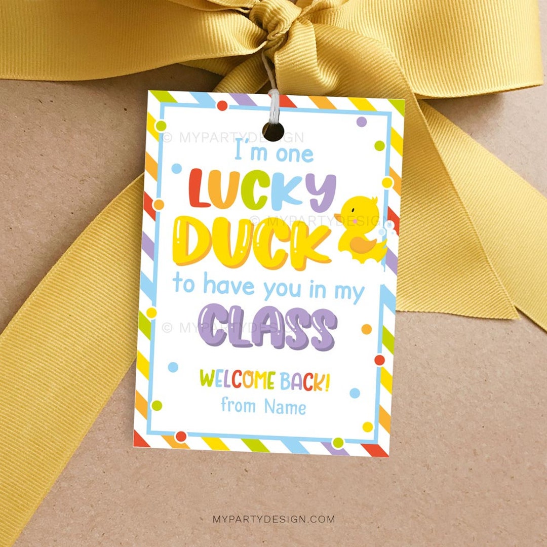 Lucky Duck to Have You in My Class Tag, Back to School Gift Label ...