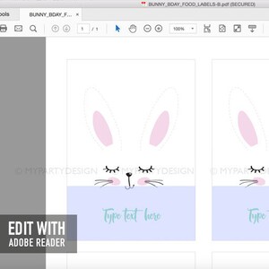 Bunny Food Labels, Little Bunny Party Place Cards, Easter Bunny, Rabbit ...
