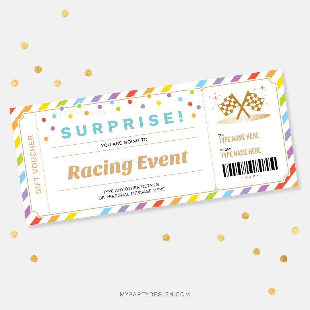 Surprise Car Racing Gift Voucher Template, Sports Race Car Driving ...