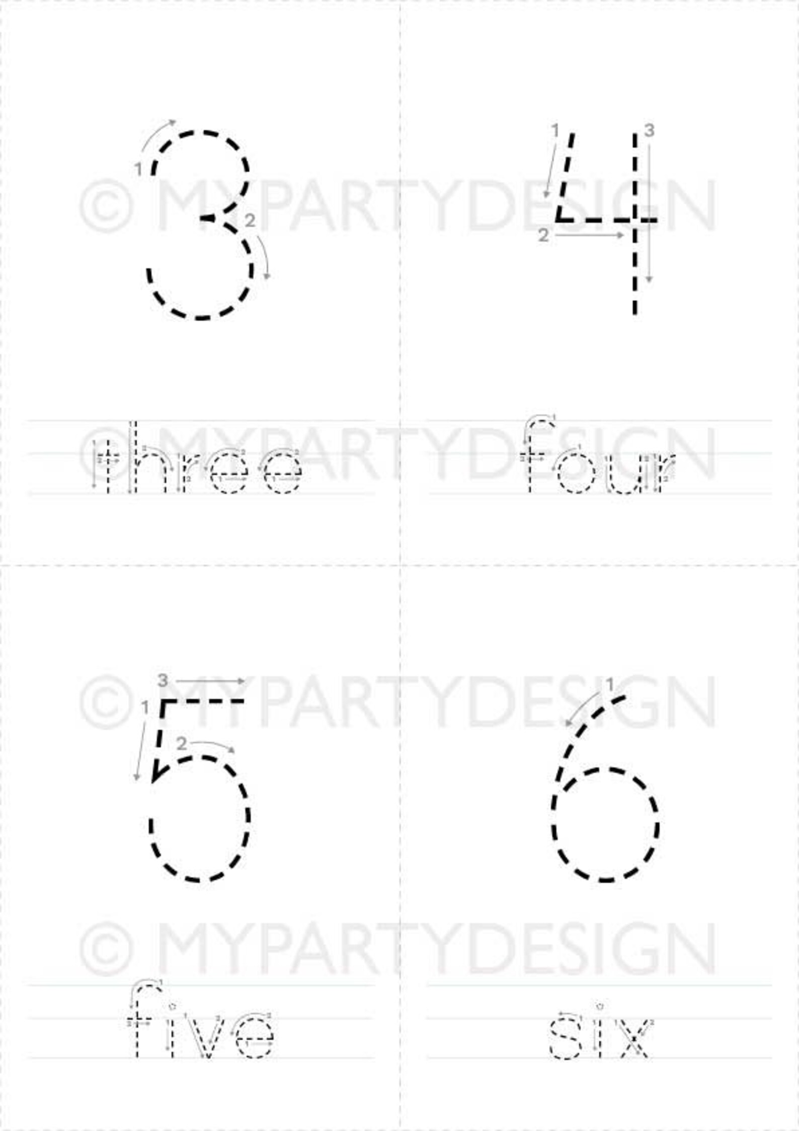 Numbers Tracing Cards 123 Homeschool Printable Activity for - Etsy