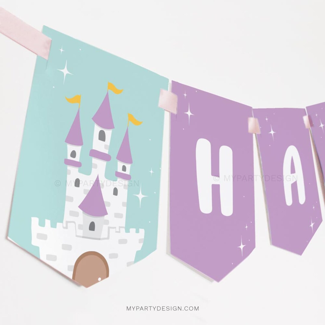 Princess Party Birthday Banner, Whimsical Girl Party Bunting, Little ...