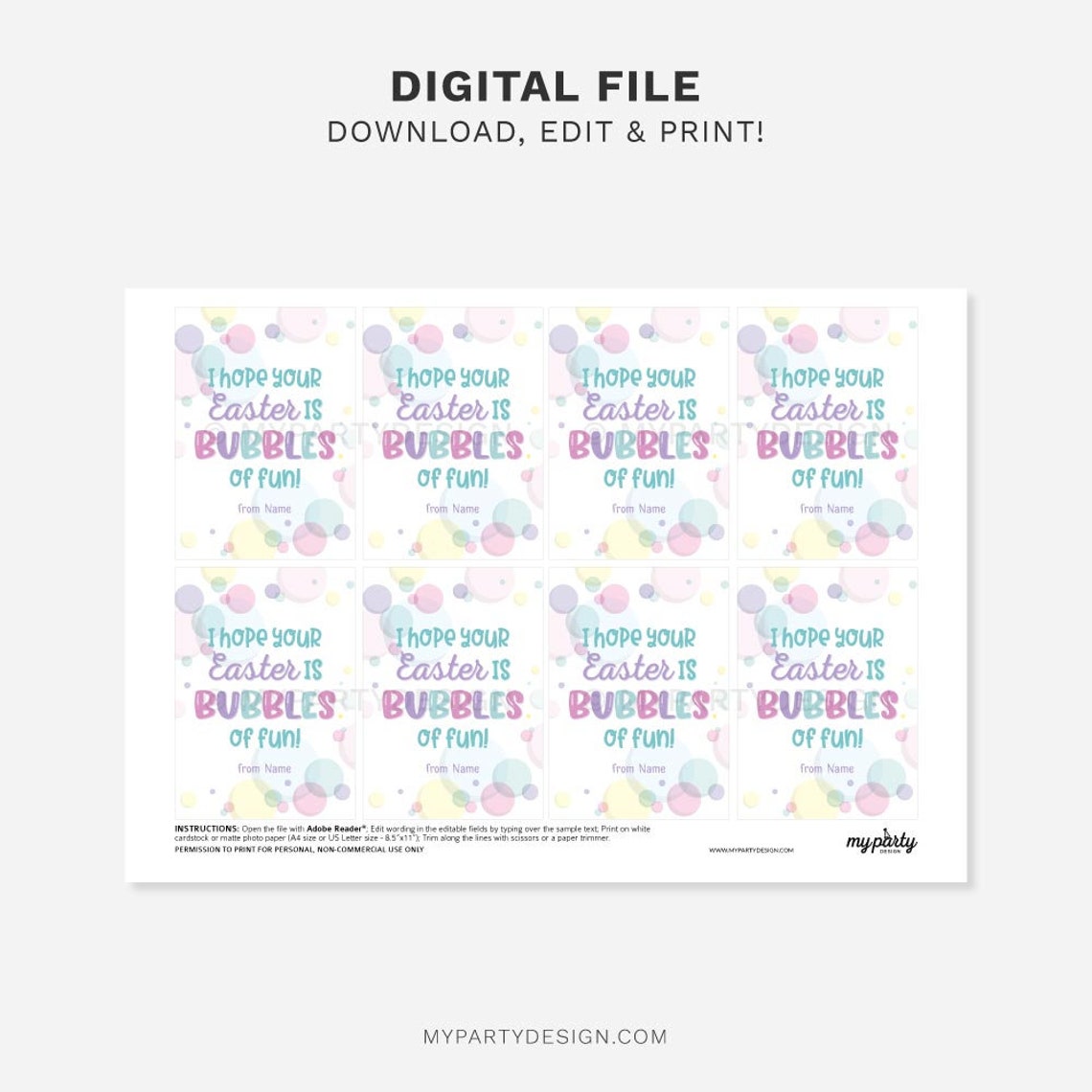 Easter Bubbles Tag I Hope Your Easter is Bubbles of Fun Kids - Etsy