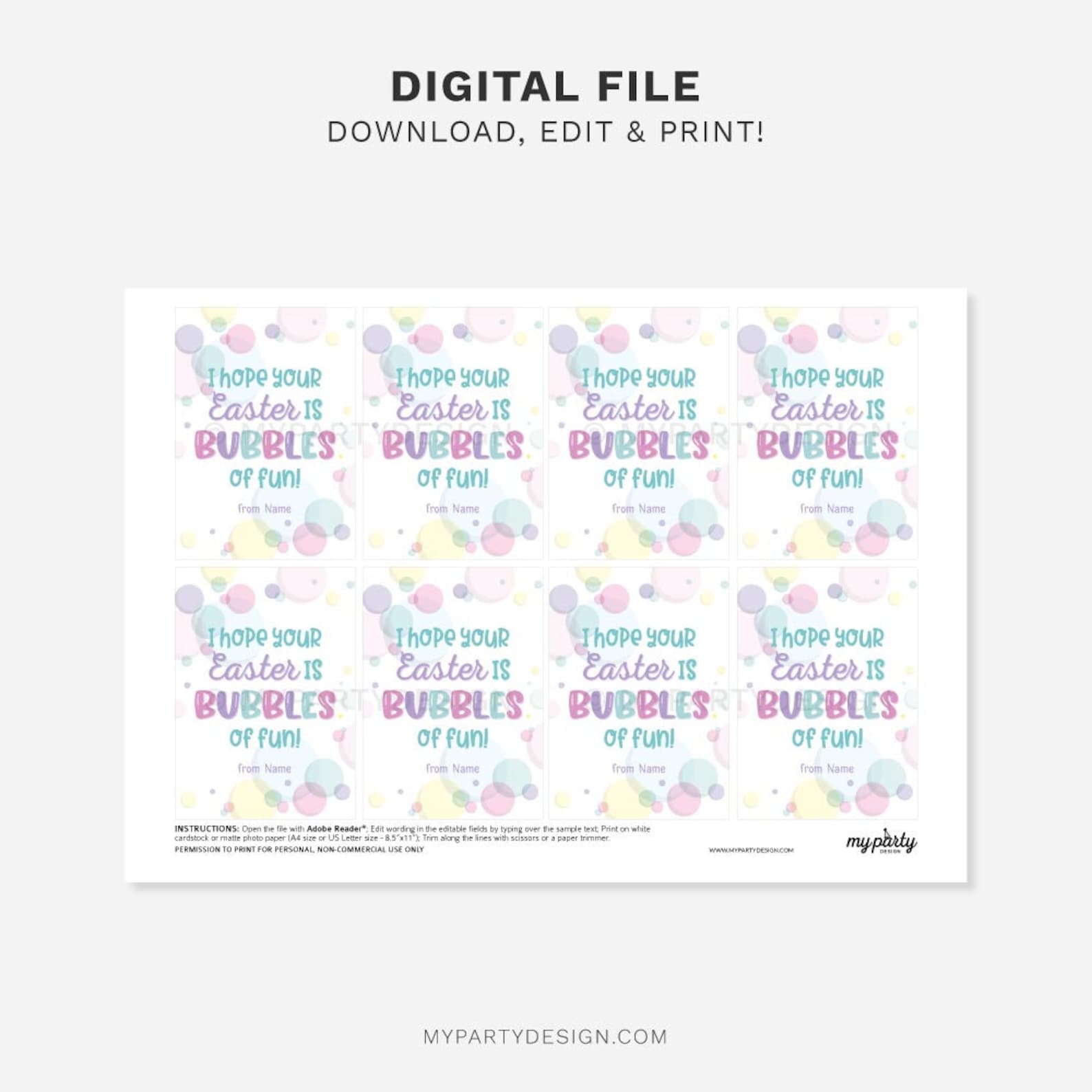 Easter Bubbles Tag I Hope Your Easter is Bubbles of Fun Kids - Etsy