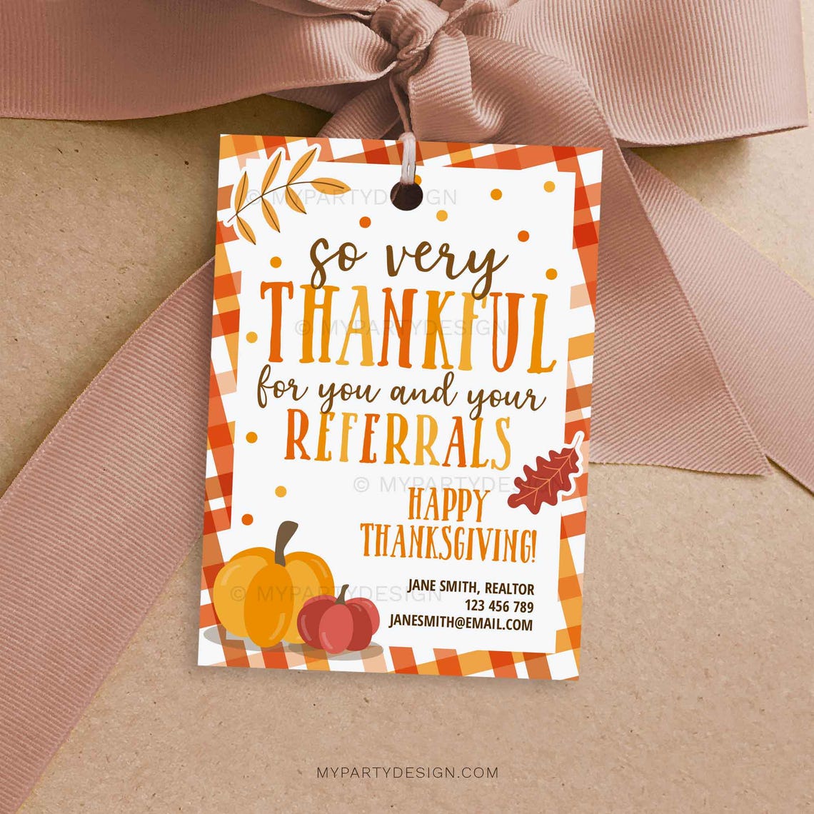 Thankful for Your Referrals Gift Tag, Fall Thanksgiving Appreciation ...