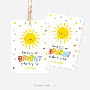 Here's to a Bright School Year Tag, Back to School Gift Label, First ...