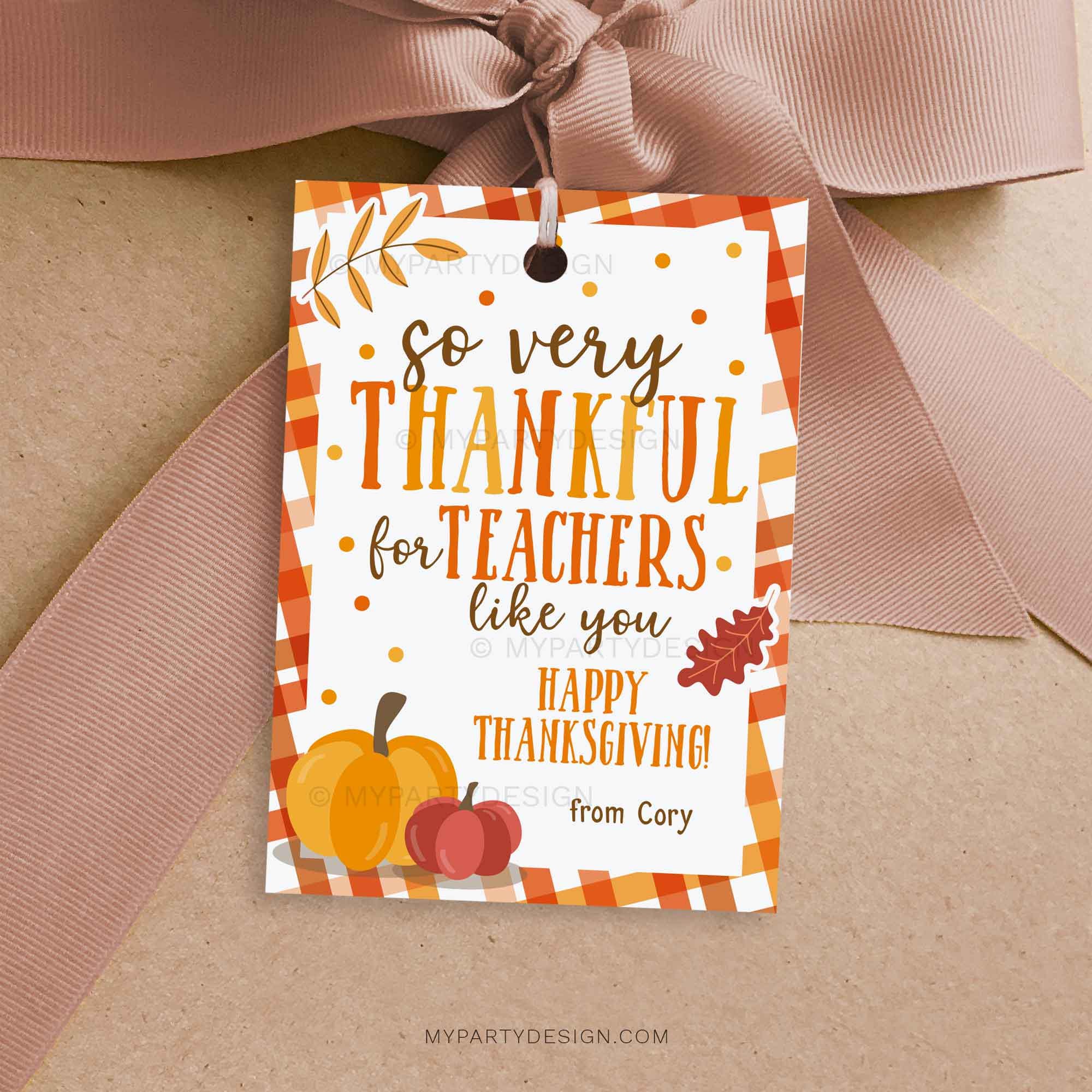 Teacher Thanksgiving Gift Tag, so Very Thankful Fall Favors for ...