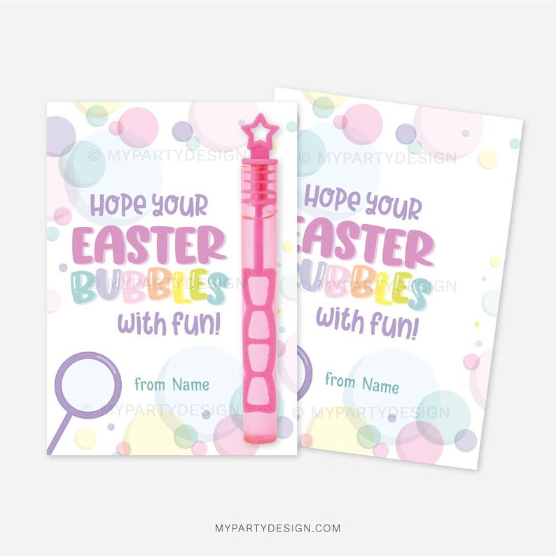 Easter Bubbles With Fun Card, Kids Easter Mini Bubble Wands Tags for ...