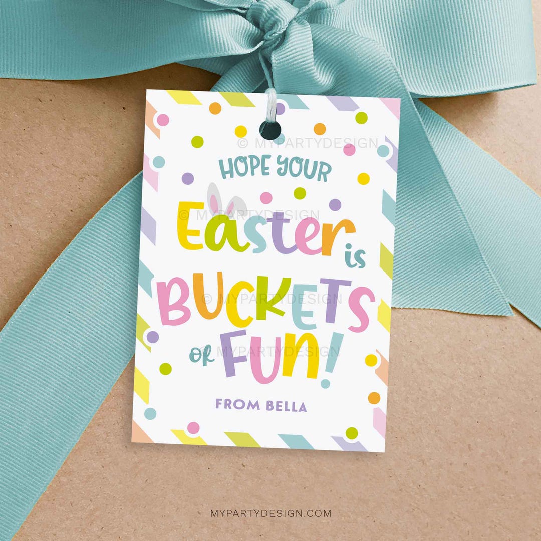 Easter Buckets of Fun Gift Tag, Easter Basket Hamper Labels for School ...