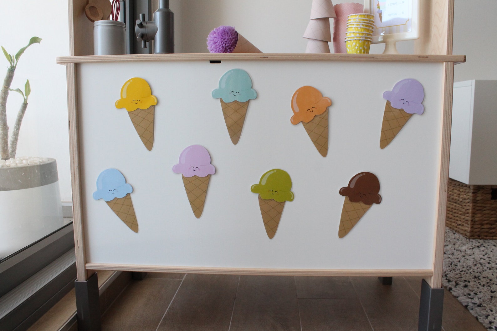 Ice Cream Shop Dramatic Play Set, Pretend Play Ice Cream Parlor ...
