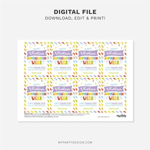 Happy Volunteer Appreciation Week Tag, Thank You Label for Pta / Pto ...