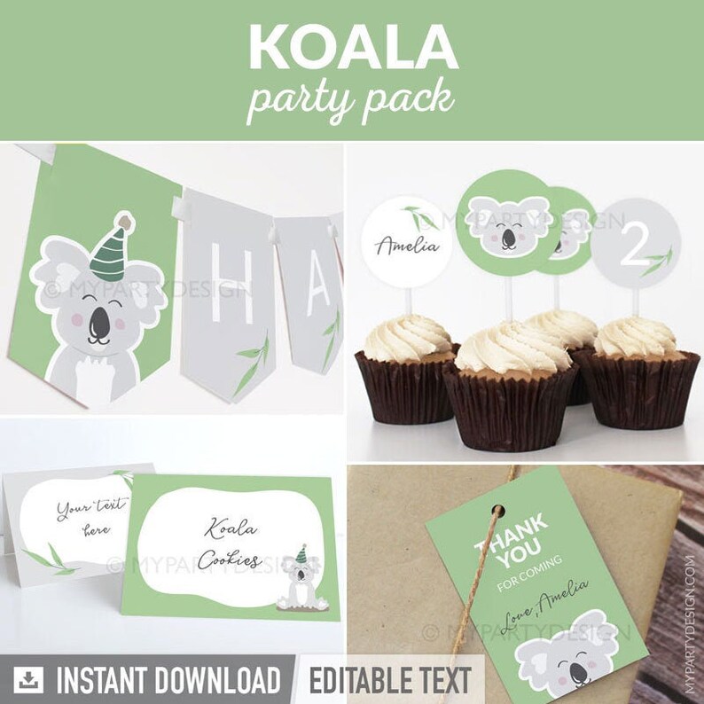 Koala Birthday Decorations Koala Party Pack Koala Party Kit - Etsy