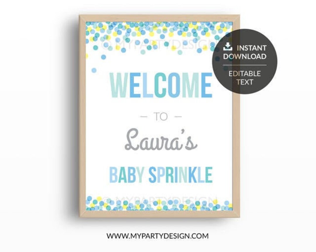 Baby Sprinkle Sign, Boy Baby Shower, Editable Welcome Sign, Portrait ...