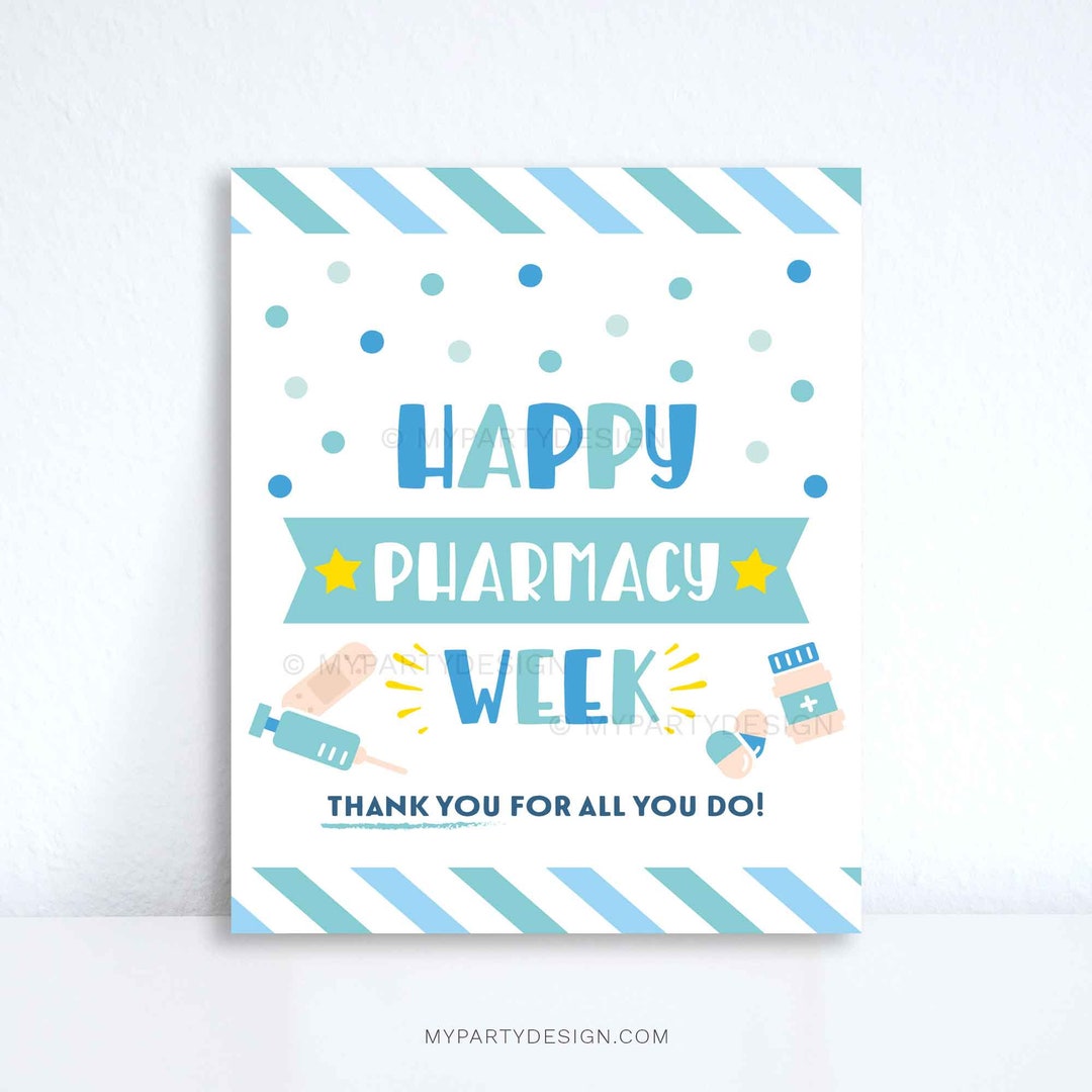 Happy Pharmacy Week Sign, Thank You Print for Chemist or Pharmacy Staff ...