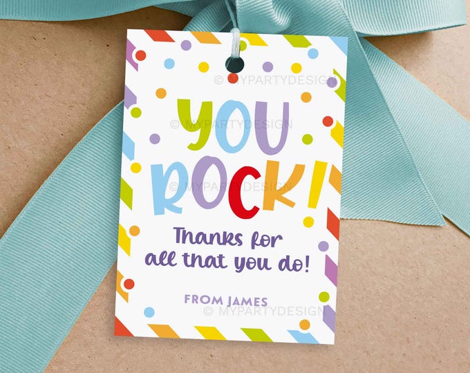 You Rock Thank You Tags You Totally Rock Employee Appreciation Teacher ...