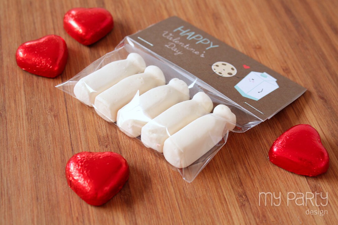 Kids Valentines, Valentine's Day Bag Toppers, Cookies and Milk ...