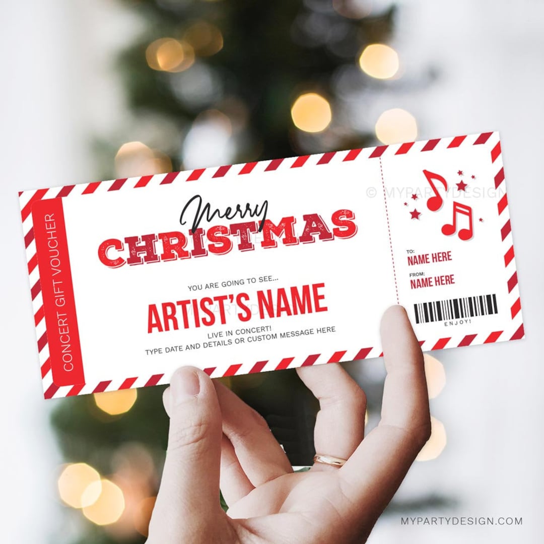 Christmas Concert Ticket Template, Concert Gift Voucher, Artist Music ...