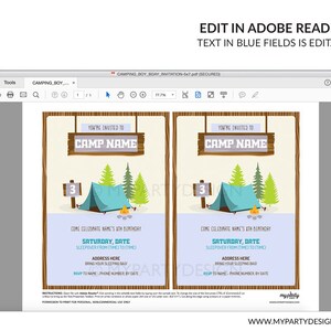 Camping Birthday Invitation, Campout Party Invite, Boy Sleepover Camping Invitation, Glamping ...