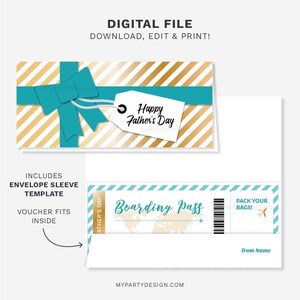 Father's Day Boarding Pass Gift Voucher Template, Gift for Dad ...