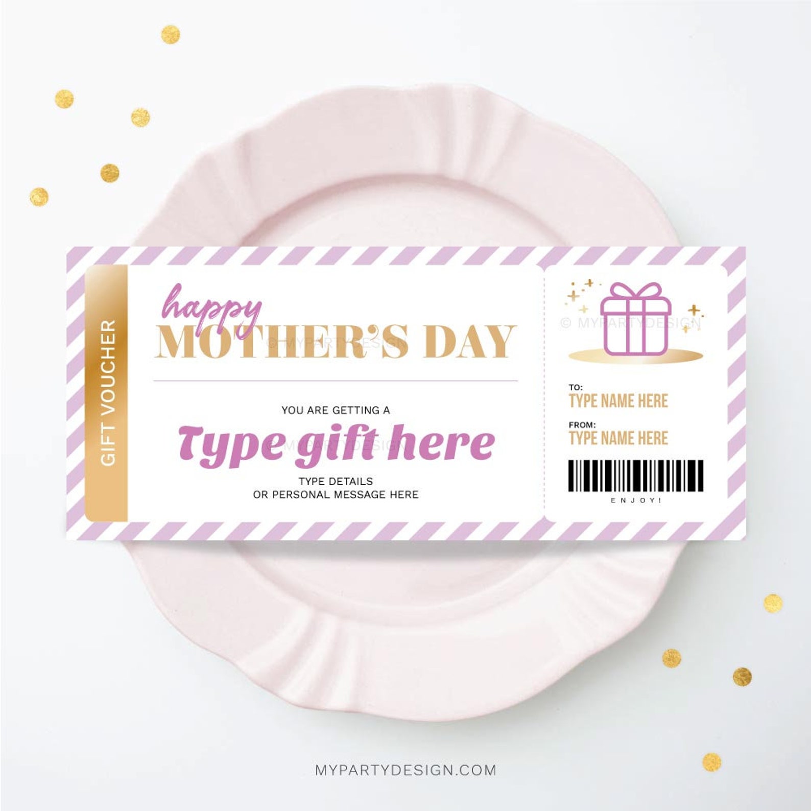 Mother's Day Gift Voucher Template, Gift Card for Mom, Surprise Any ...