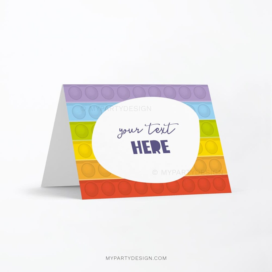 Pop Toy Party Tent Labels, Fidget Birthday Food Labels, Place Cards ...