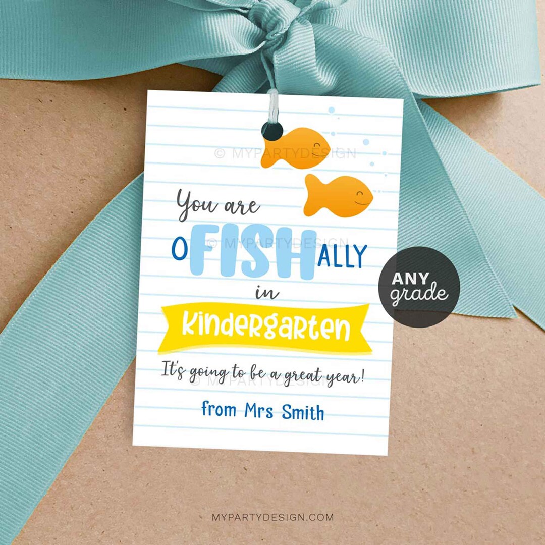 Ofishally in Kindergarten Tag, Back to School Fish Snack Labels, First ...