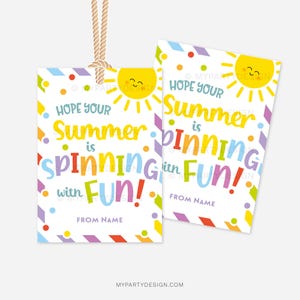Summer Spinning With Fun Gift Tag, End of School Year Spin Toy Gift ...