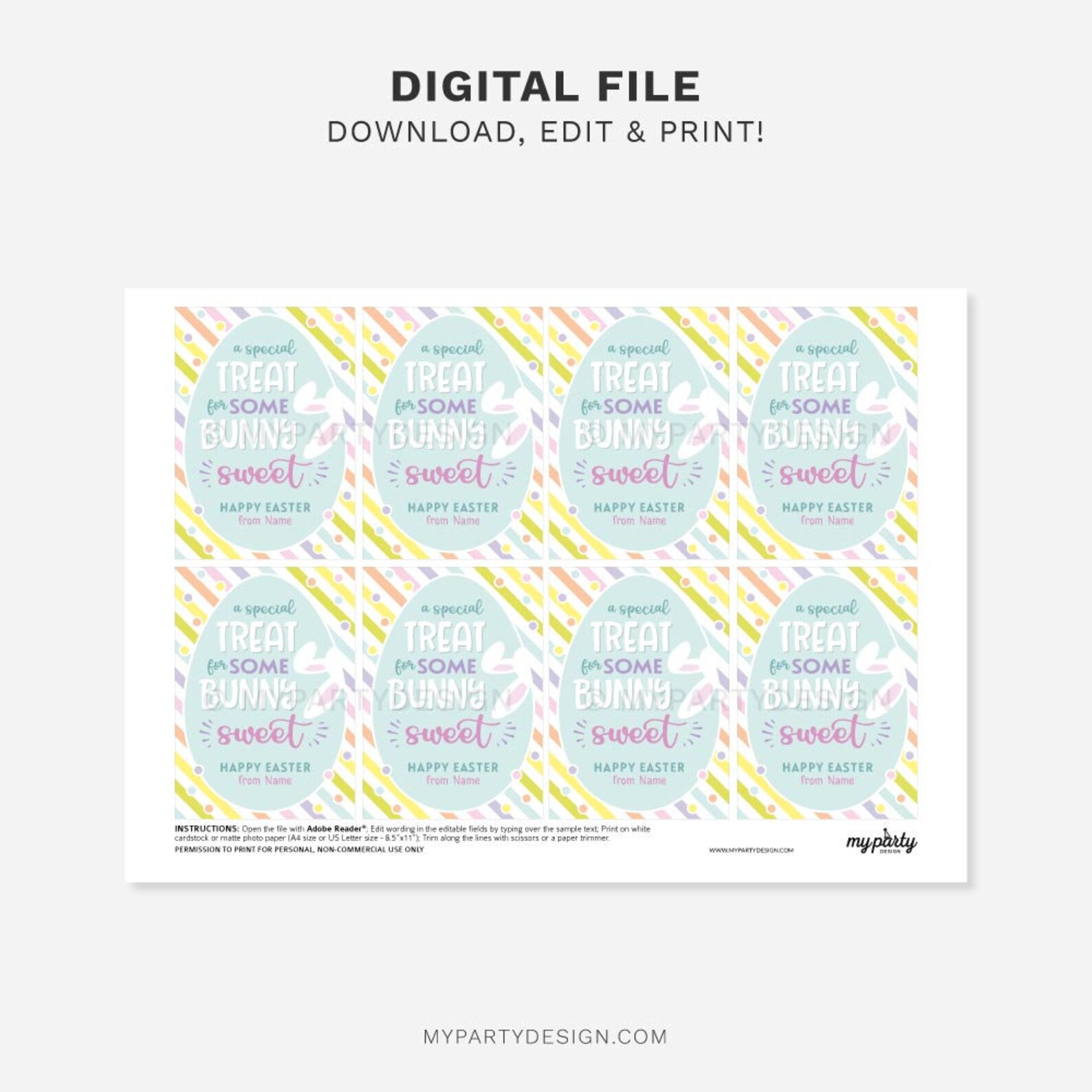 Easter Treat Tag for Some Bunny Sweet, Favor Gift Tags for Kids School ...