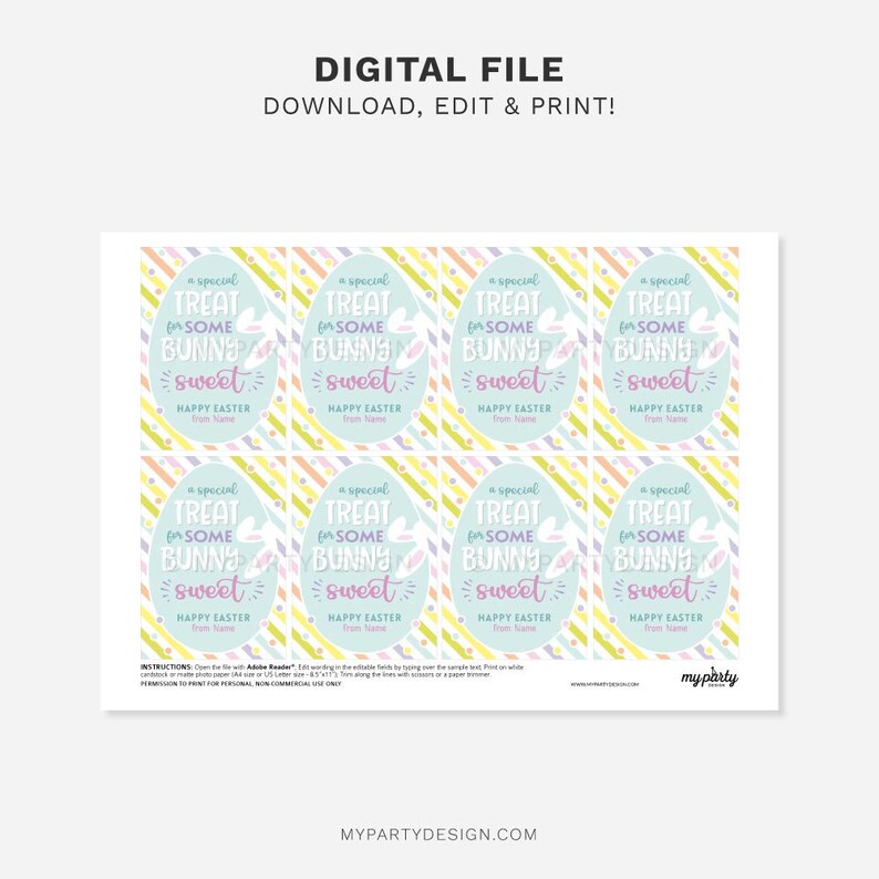 Easter Treat Tag for Some Bunny Sweet, Favor Gift Tags for Kids School ...