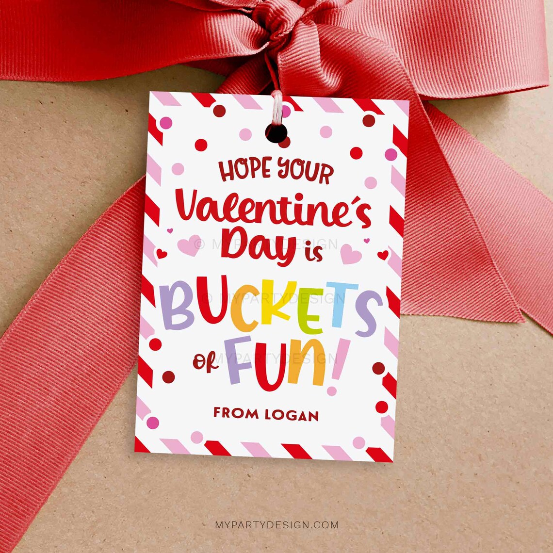 Valentines Buckets of Fun Gift Tags, Hamper Valentine's Day Labels ...