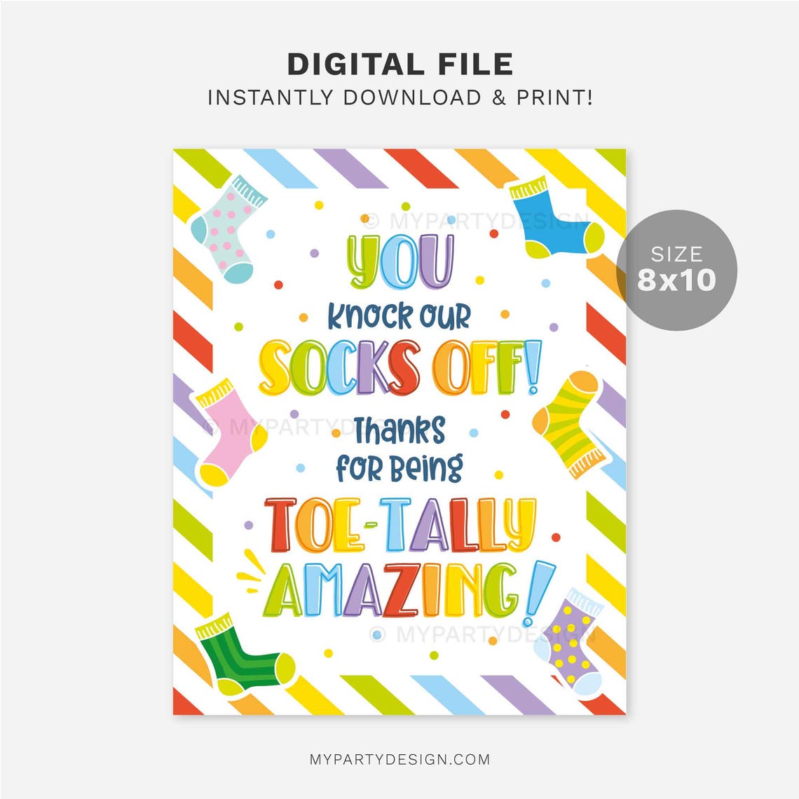 You Knock Our Socks off Sign, Sock Thank You Gift Print for Staff ...