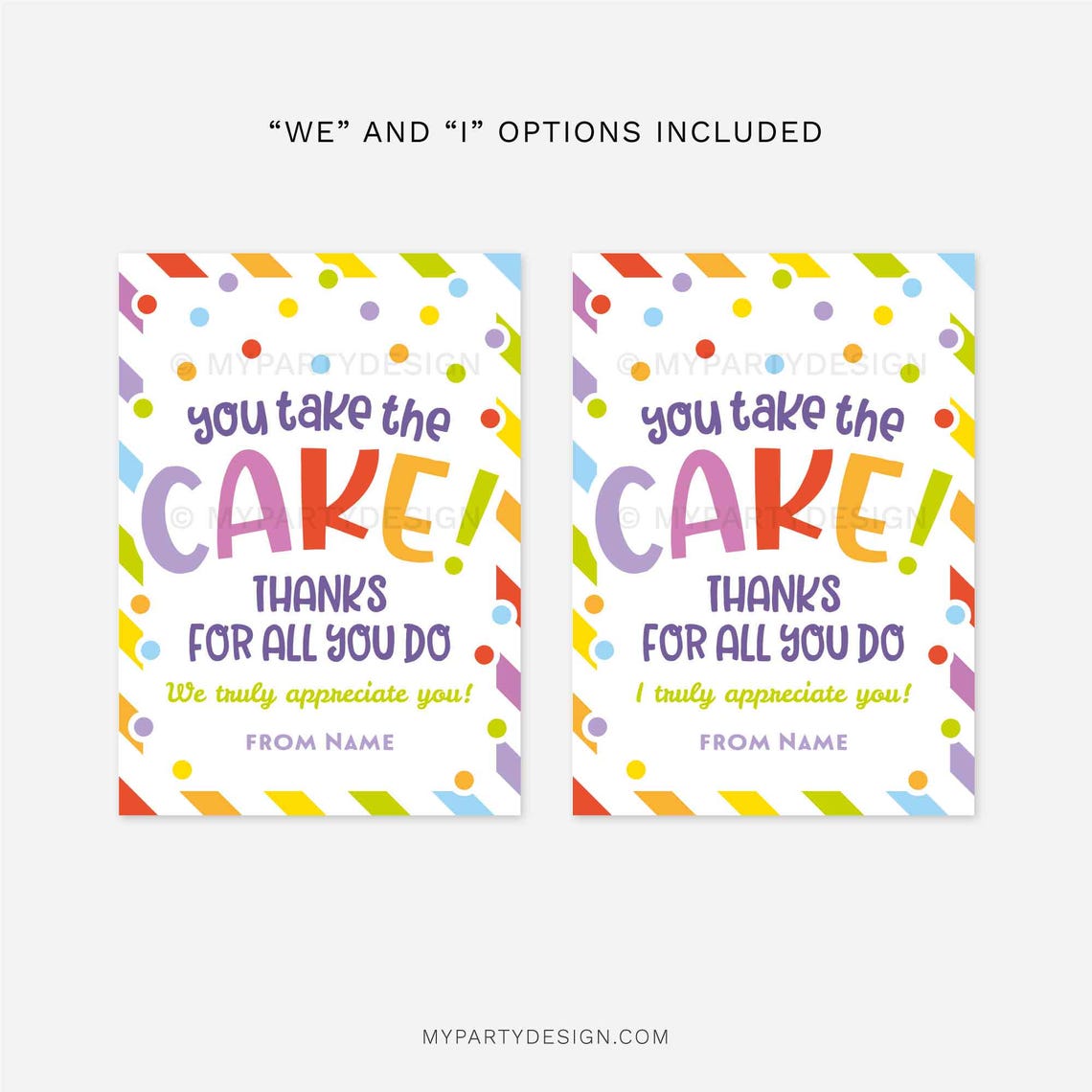 You Take the Cake Gift Tag, Cupcake Thank You Label, School Staff or ...