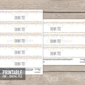 Confetti Party Bottle Labels, Sprinkles Party Decorations INSTANT ...
